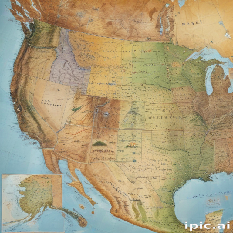Detailed Historical Map of the Western United States and Alaska Region