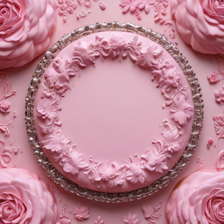 Elegant Pink Cake Surrounded by Beautiful Floral Decorations and Roses
