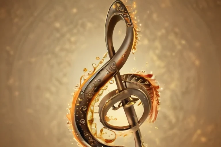 Elegant Treble Clef Surrounded by Ethereal Swirls of Musical Inspiration