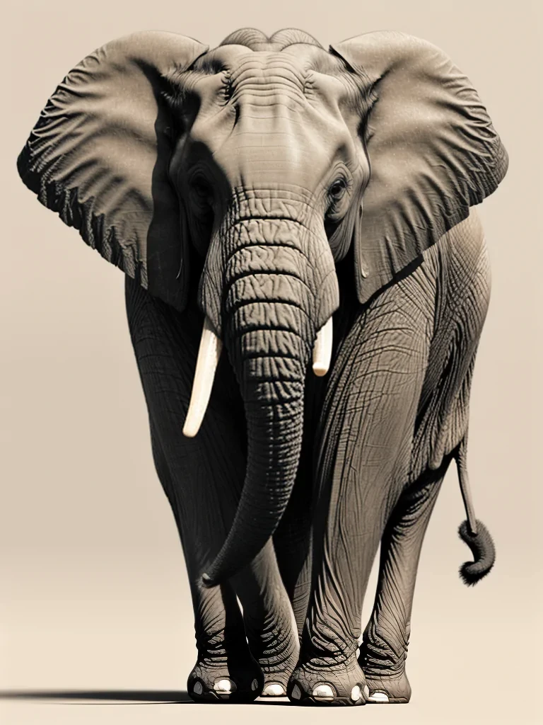 A Majestic Elephant Stands Proudly Against a Soft, Neutral Background.