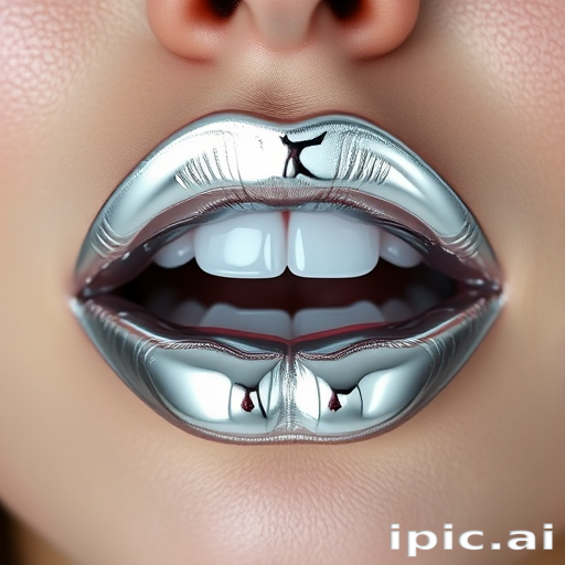 Glossy Silver Lips Showcasing a Stunning Metallic Shine and Gloss Finish
