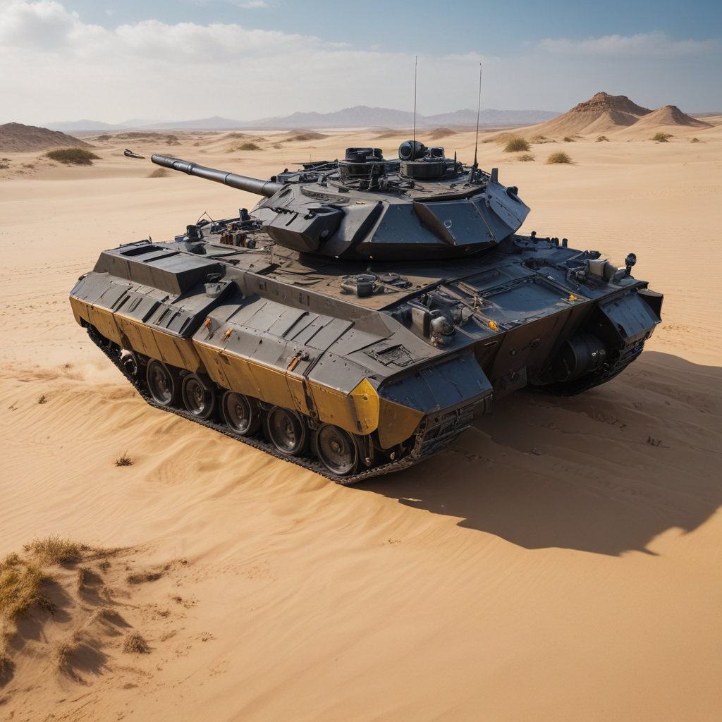 futuristic artificially intelligent super sized tank painted black and ...