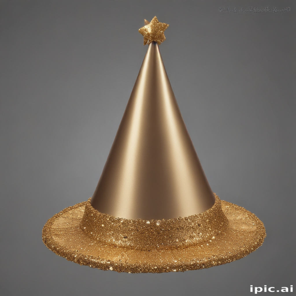 Sparkling Gold Party Hat with Star Top for Festive Celebrations and Events