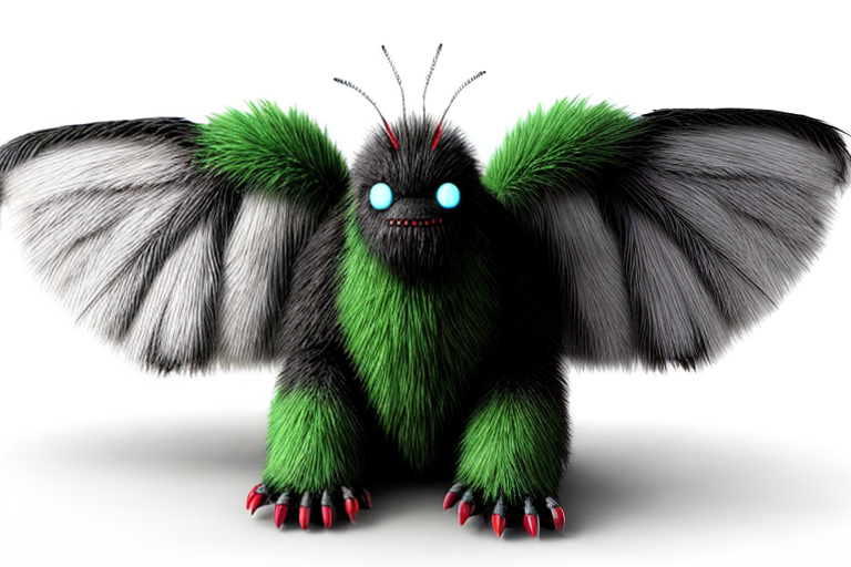 fluffy cute monster with insect wings