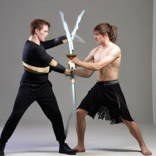 two people fighting with love swords