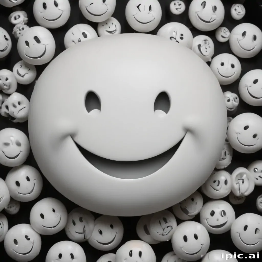 A Playful Collection of Smiley Faces Surrounding a Large Central Smiley