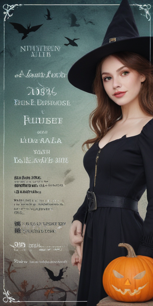 invitation card with witch in the background