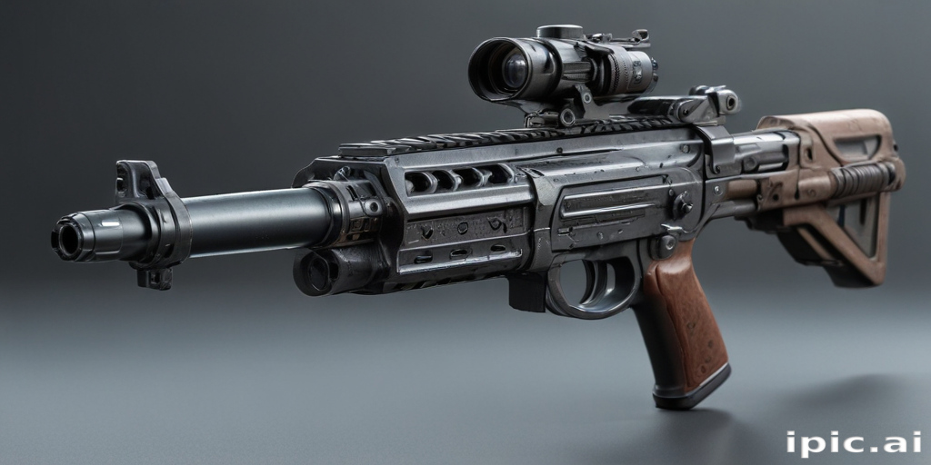 Detailed Close-Up of a Modern Firearm with Tactical Accessories and Scope
