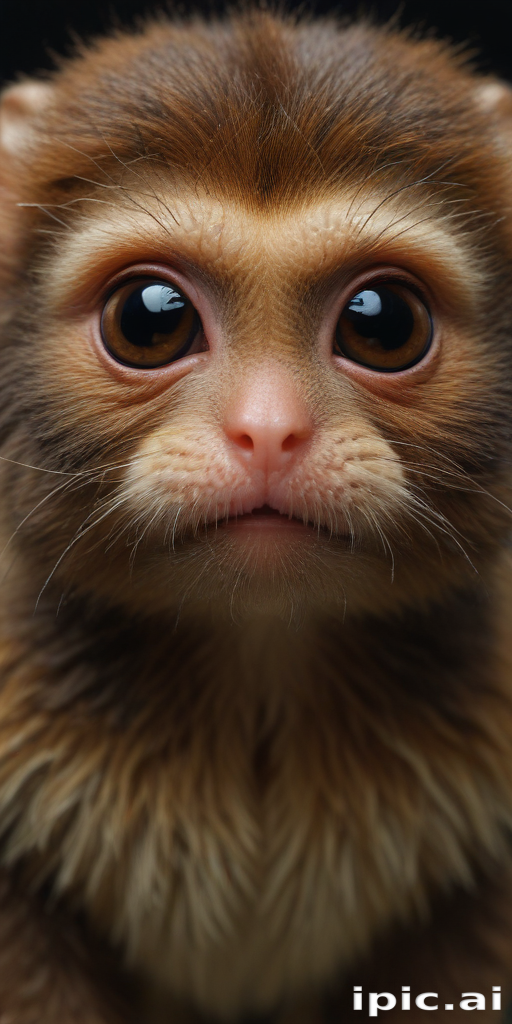 A Cute Monkey Portrait Capturing Its Expressive Eyes and Adorable Features