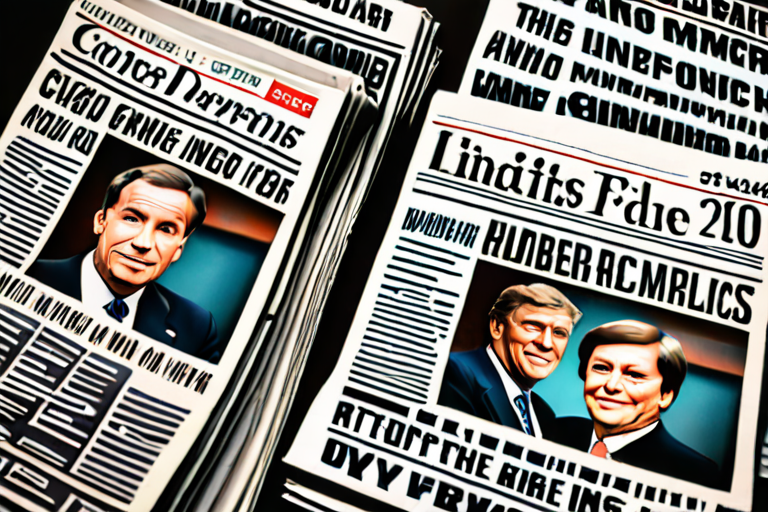 Newspaper covers on a table