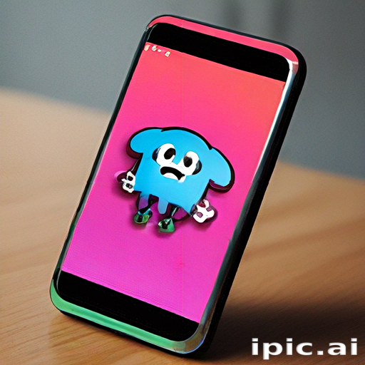 Playful Cartoon Character on Smartphone Screen with Vibrant Background ...