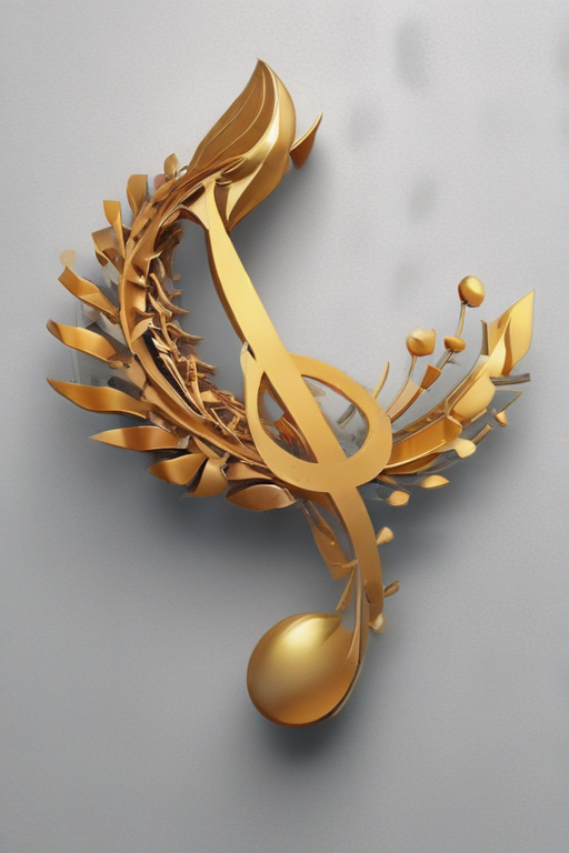 Elegant Golden Musical Note Surrounded by Graceful Floral Elements and ...