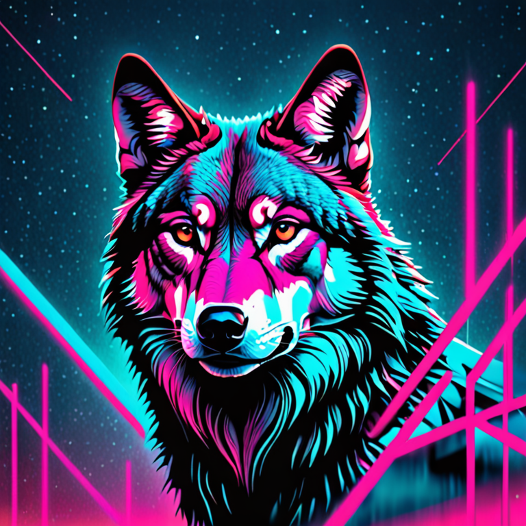 wolf with synthwave touch