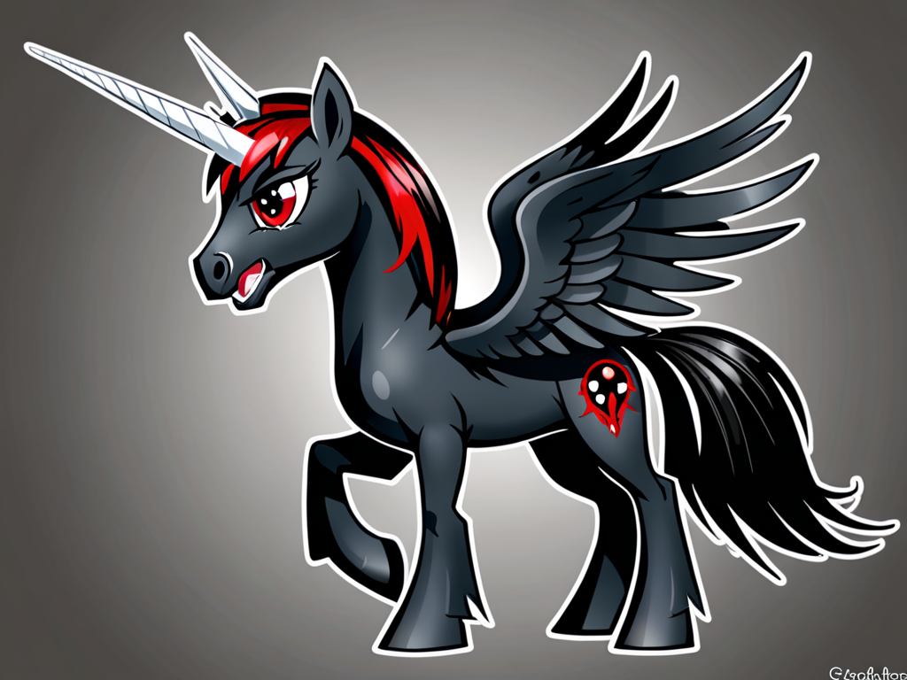 mlp g4 pony necromancer dark alicorn with white markings on face red ...