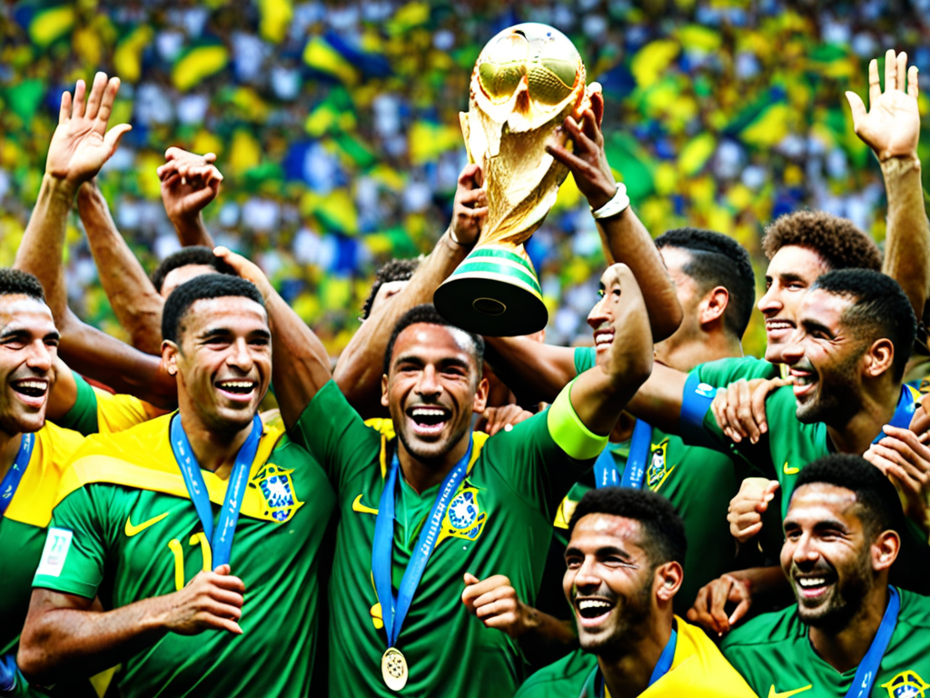 Brazil Lifting The World Cup Trophy With Everyone Happy Brazil Lifting The World Cup Trophy With Everyone Happy