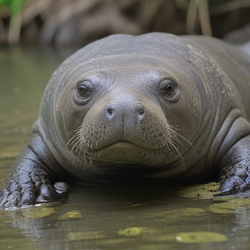 Manatee with otter ears coming out of head , with alligator legs, and ...