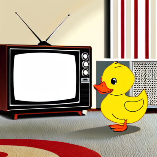yellow duck watching television