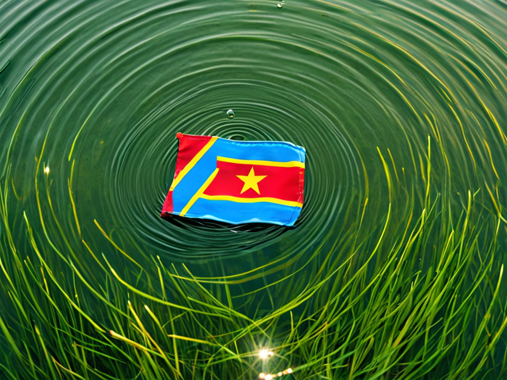 Congo flag drawn in the water