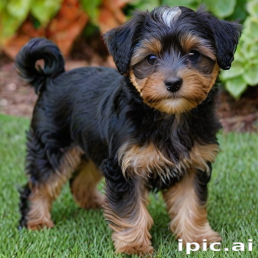 Adorable and Playful Puppy with Fluffy Fur Standing on Green Grass