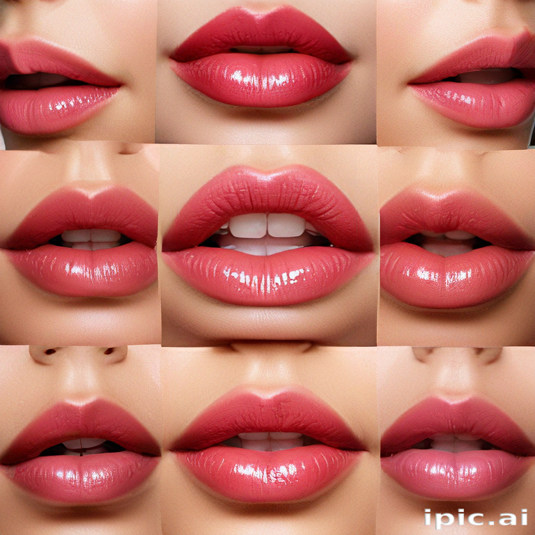 Collage of Various Lip Styles and Shades Showcasing Beauty and Elegance.