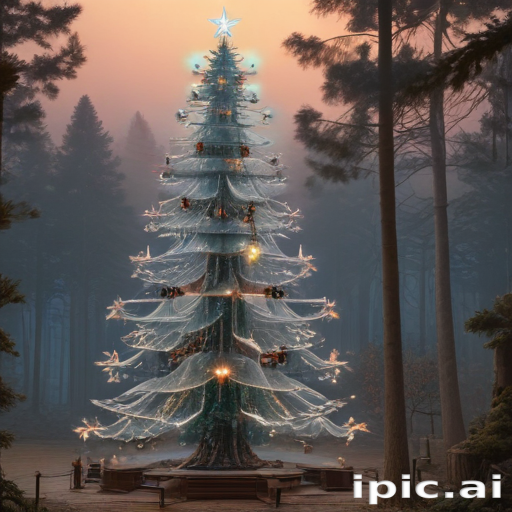 Enchanting Christmas Tree Glowing in a Mystical Forest at Dusk