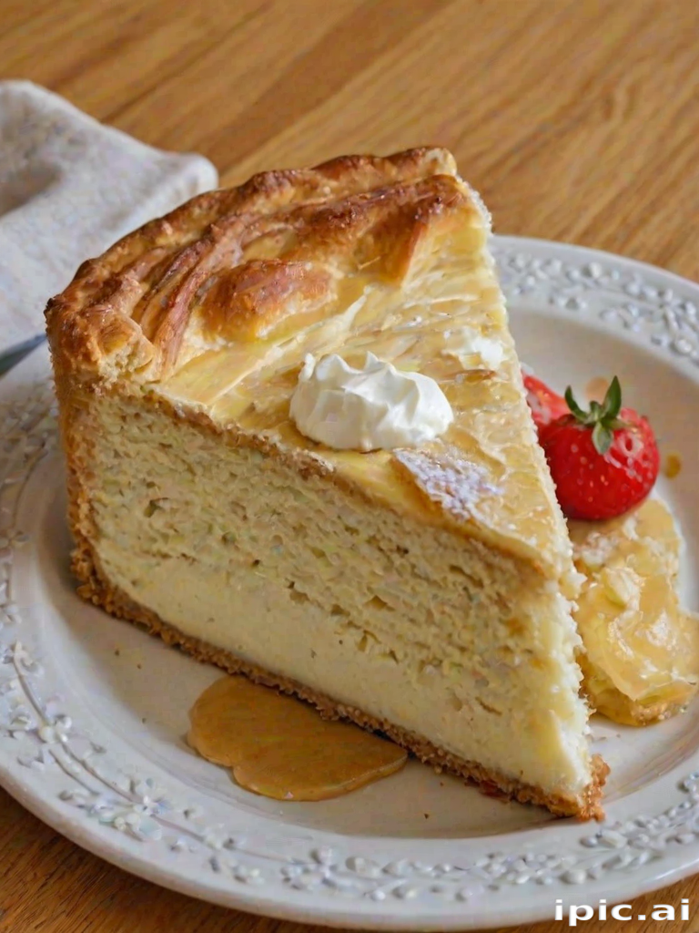 Deliciously Creamy Cheesecake Slice Topped with Whipped Cream and ...