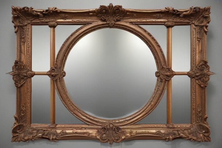 Ornately Designed Vintage Mirror with Intricate Frame and Elegant Details