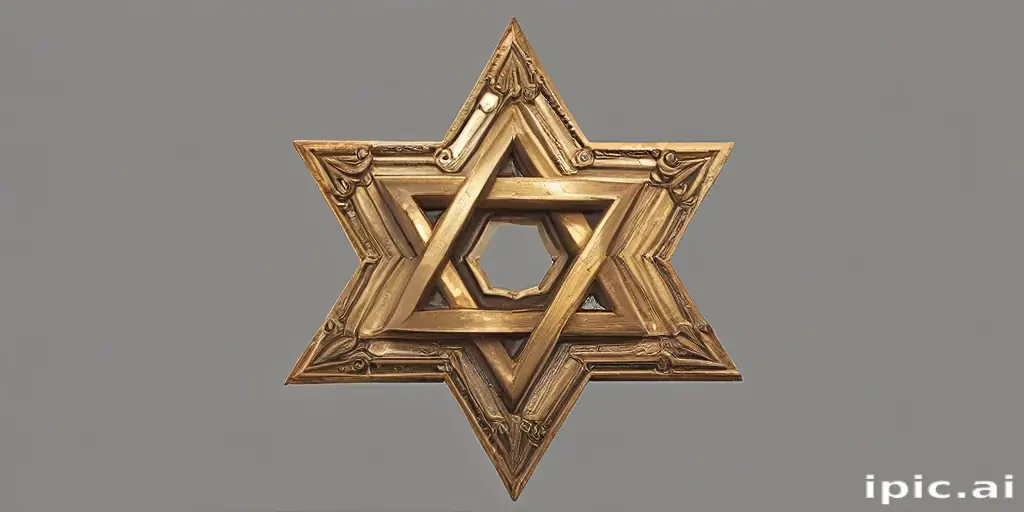 Intricate Golden Star of David with Detailed Patterns and Design Elements