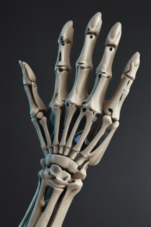 Detailed Close-Up of a Human Skeleton Hand Displaying Anatomical Structure