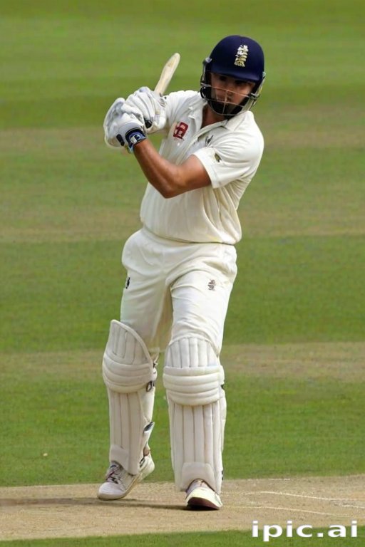 Cricketer in Action: Striking the Ball with Precision on the Field