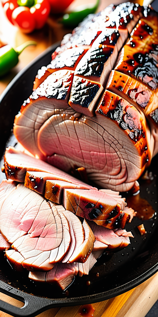 Deliciously Glazed Sliced Roast with Beautifully Carved Crosshatch ...