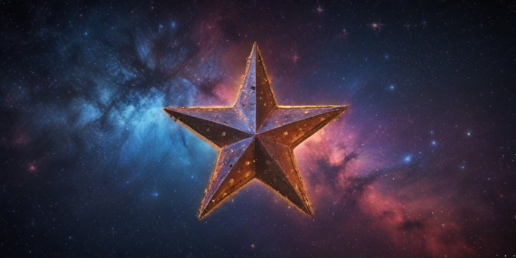 Shimmering Star Floating in a Vibrant Cosmic Background of Colors
