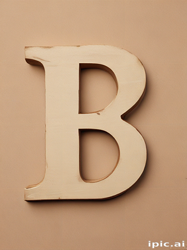Large Beige Letter B Against a Soft Neutral Background for Decoration