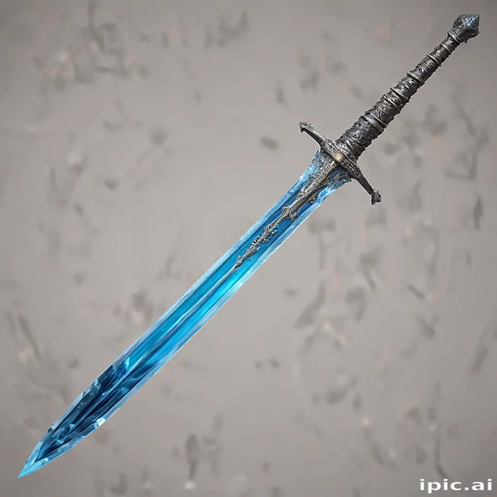 Exquisite Fantasy Sword with a Stunning Blue Blade and Intricate Hilt ...