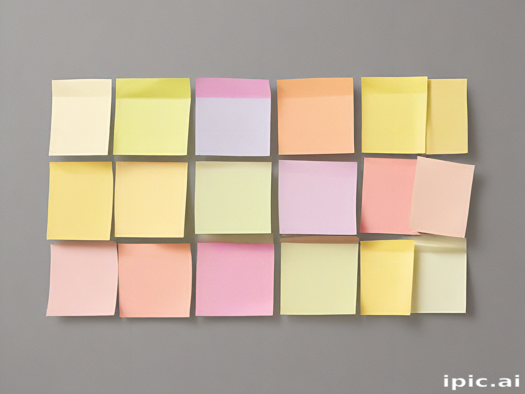 A Colorful Array of Sticky Notes on a Gray Wall Background.