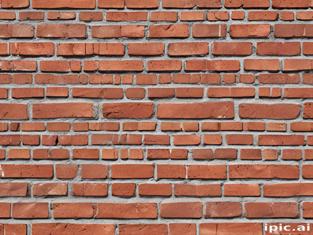 Textured Red Brick Wall with Varying Sizes and Shapes of Bricks