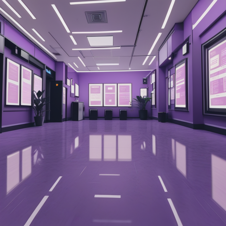 A Modern, Stylish Hallway with Vibrant Purple Walls and Illuminated ...