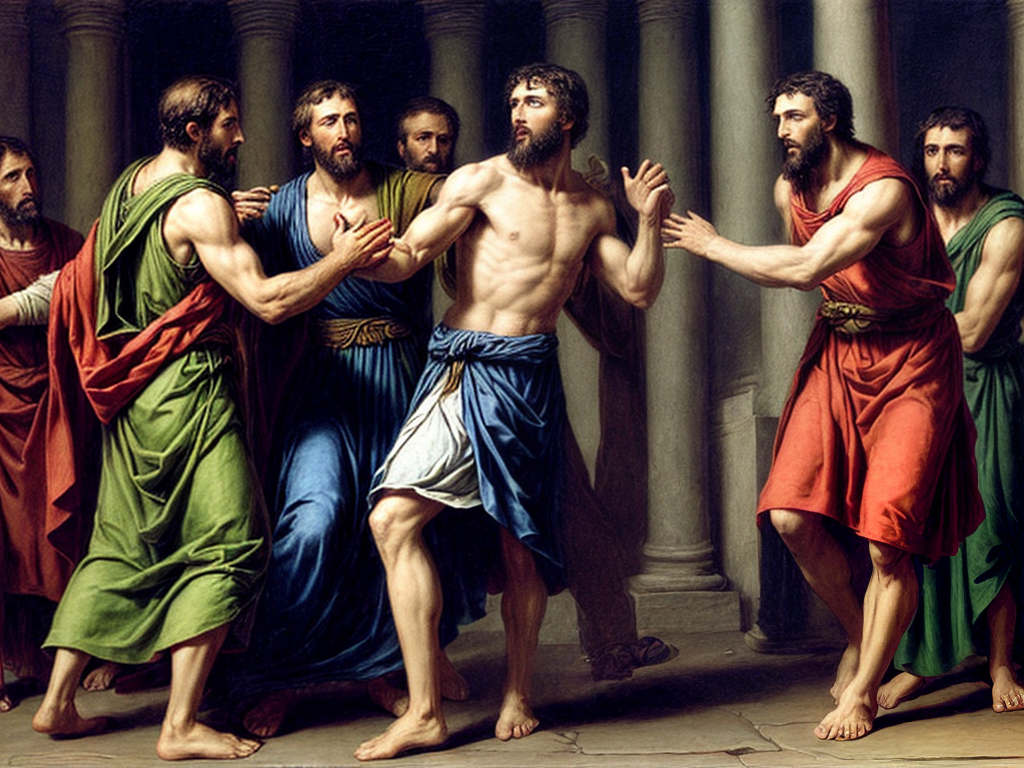 the Apostle Paul and Silas in a crowded roman jail singing and ...