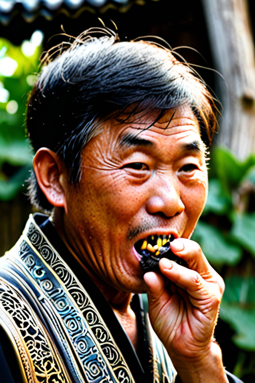 Chinese man eating bat