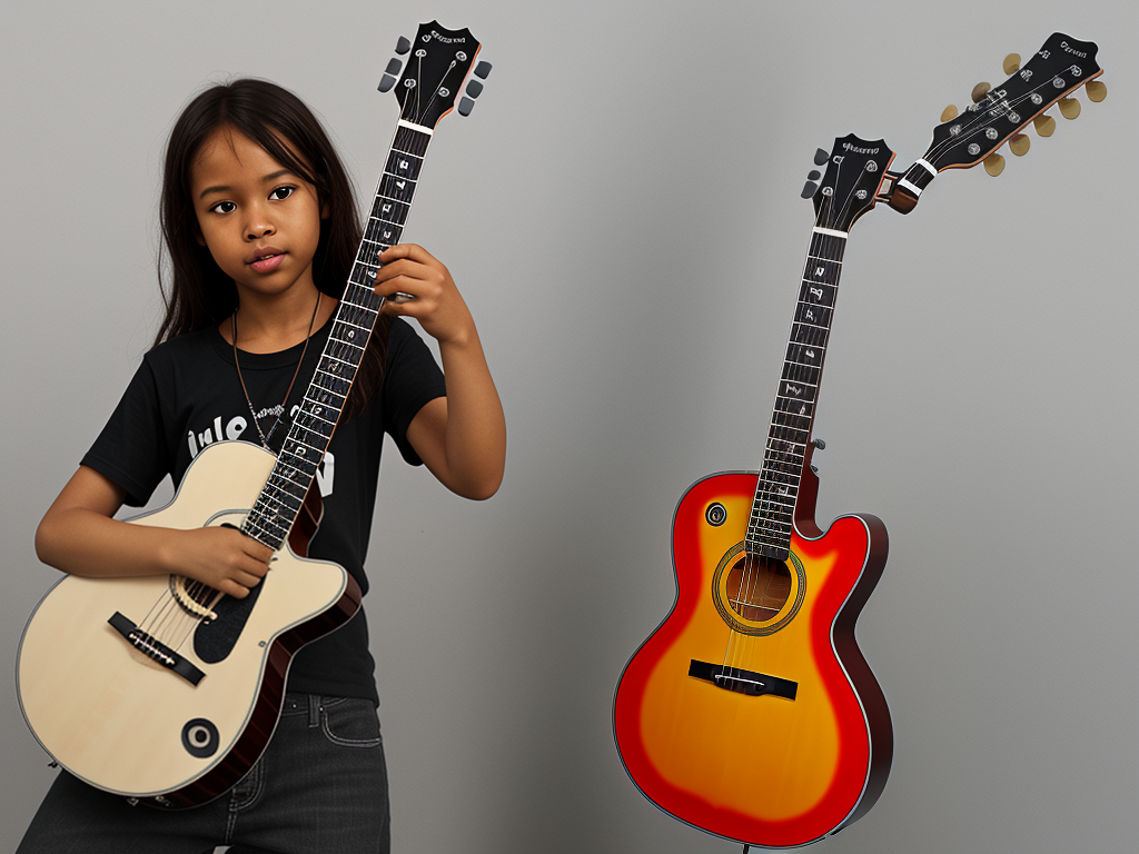 Young Musician Showcasing Her Passion with Two Beautiful Guitars