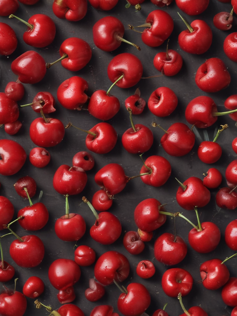 A Vibrant Arrangement of Fresh, Juicy Red Cherries on a Dark Surface.
