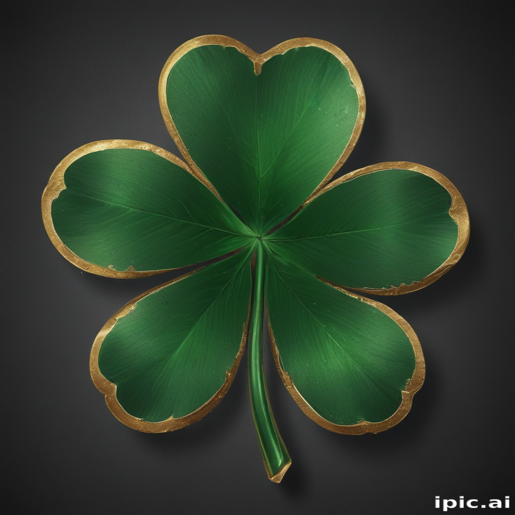 A Beautifully Designed Four-Leaf Clover with Elegant Golden Edges.
