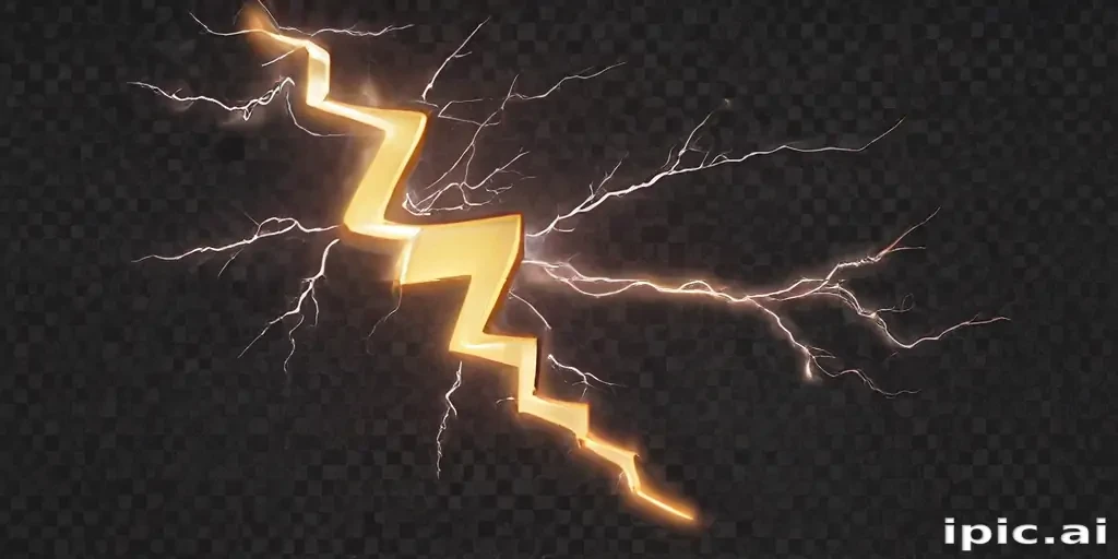 Dynamic Lightning Bolt with a Zigzag Pattern Against a Dark Background