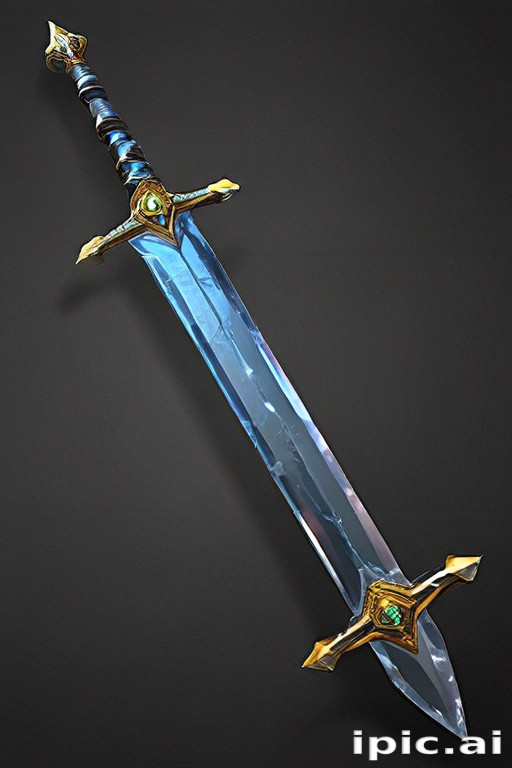Exquisite Fantasy Sword with Intricate Design and Glimmering Jewel Accents