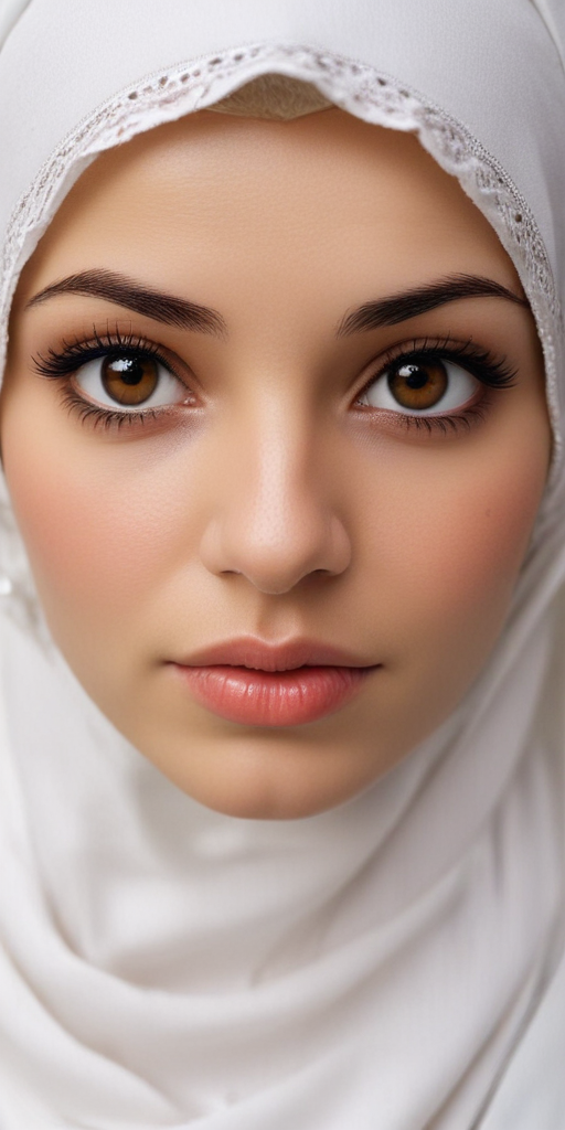 Captivating Portrait of a Woman with Expressive Eyes and Elegant Hijab
