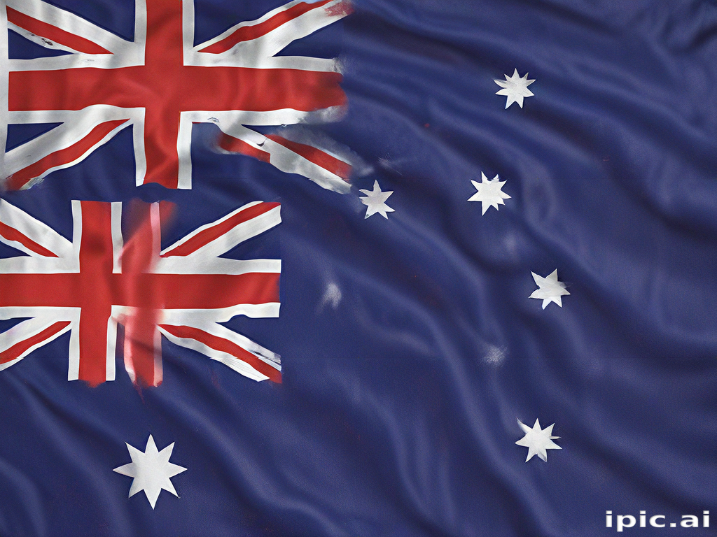 Australian Flag Waves Proudly with Union Jack and Southern Cross Stars