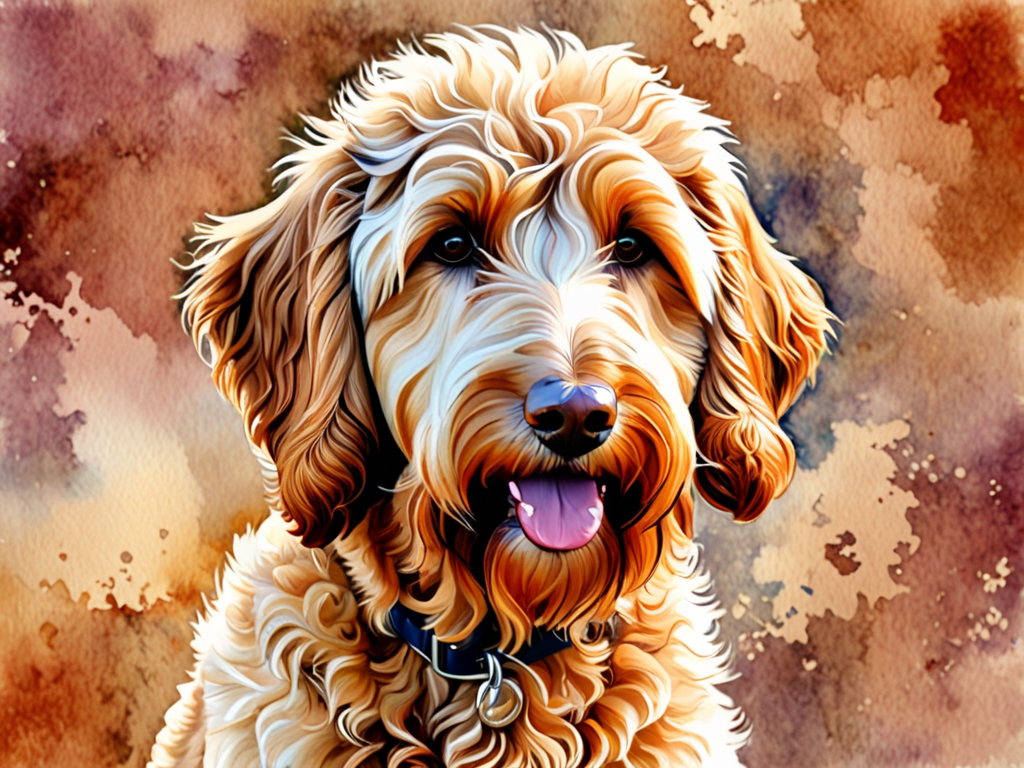 labradoodle dog, champion, gorgeous, with long hair, detailed, high ...