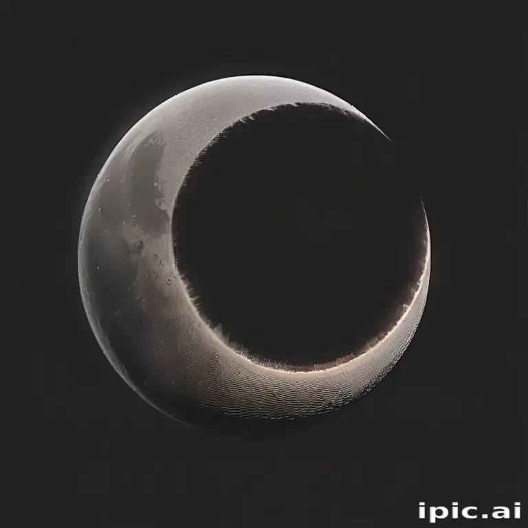 A Stunning Close-Up of a Crescent Moon Against a Dark Background
