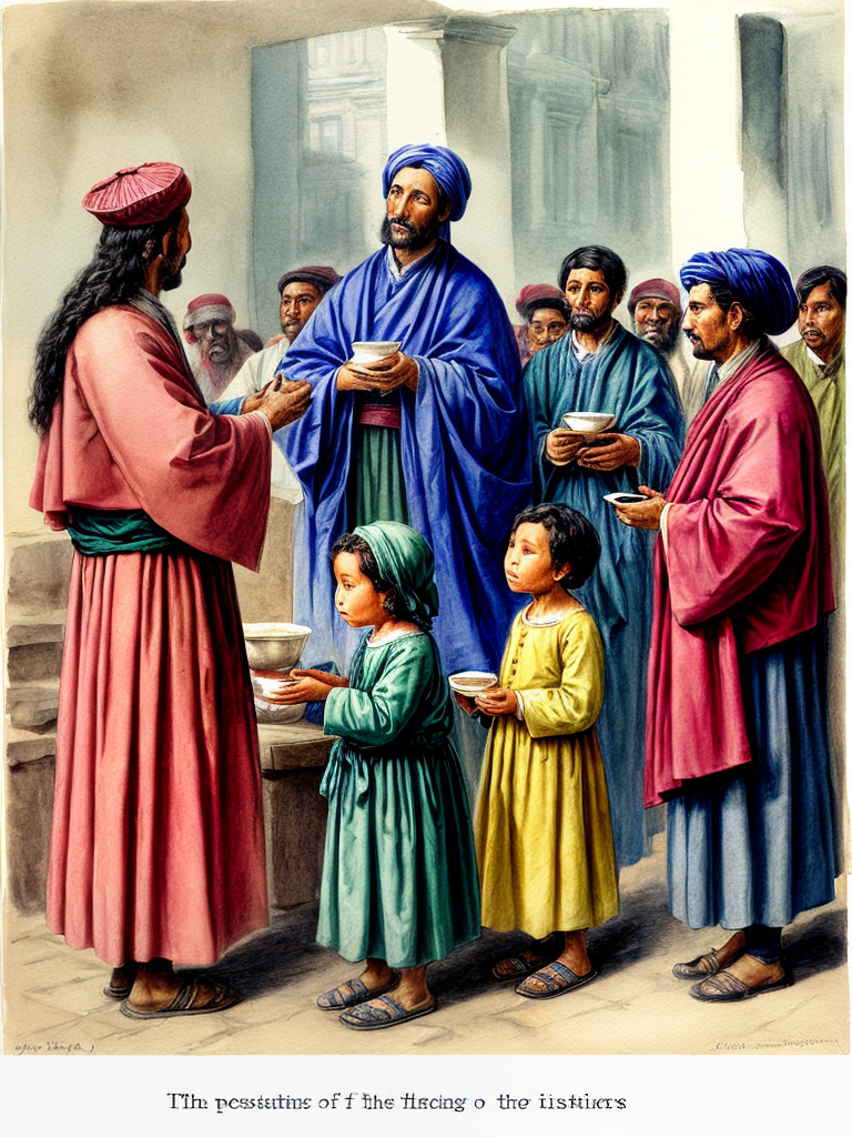 preaching to the poor, sick and hungry, watercolor