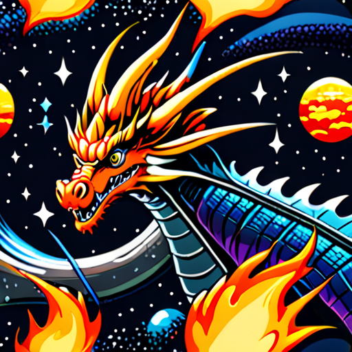 A fire dragon in space